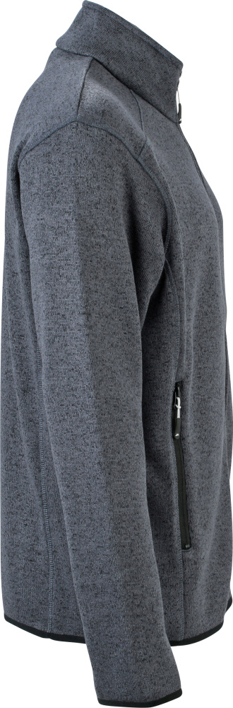 Men's Knitted Fleece Jacket (dark-grey-melange/silver) hímzéshez és ...